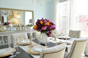 Simple Spring Table with a Vibrant Purple Centerpiece - Kelley Nan
