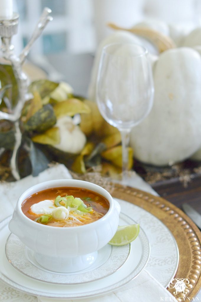 Fall Tablescape with Greenery and the Best Chicken Tortilla Soup