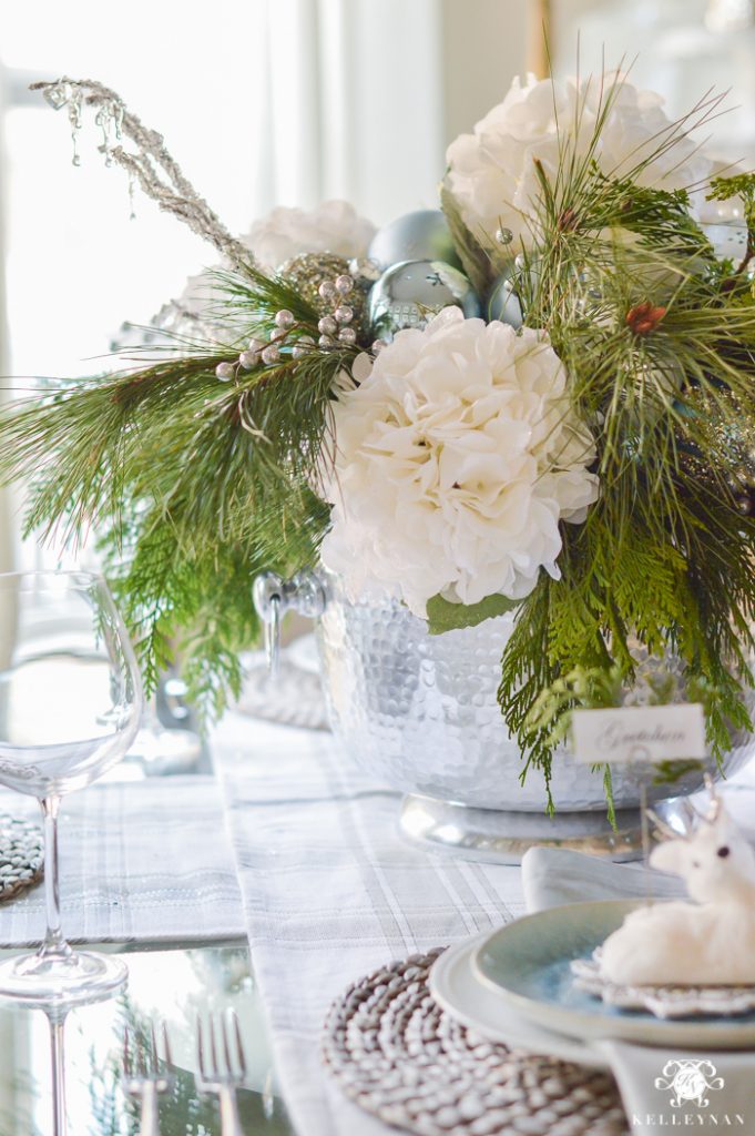 Simple, Intimate, Ice Blue Christmas Table - Kelley Nan