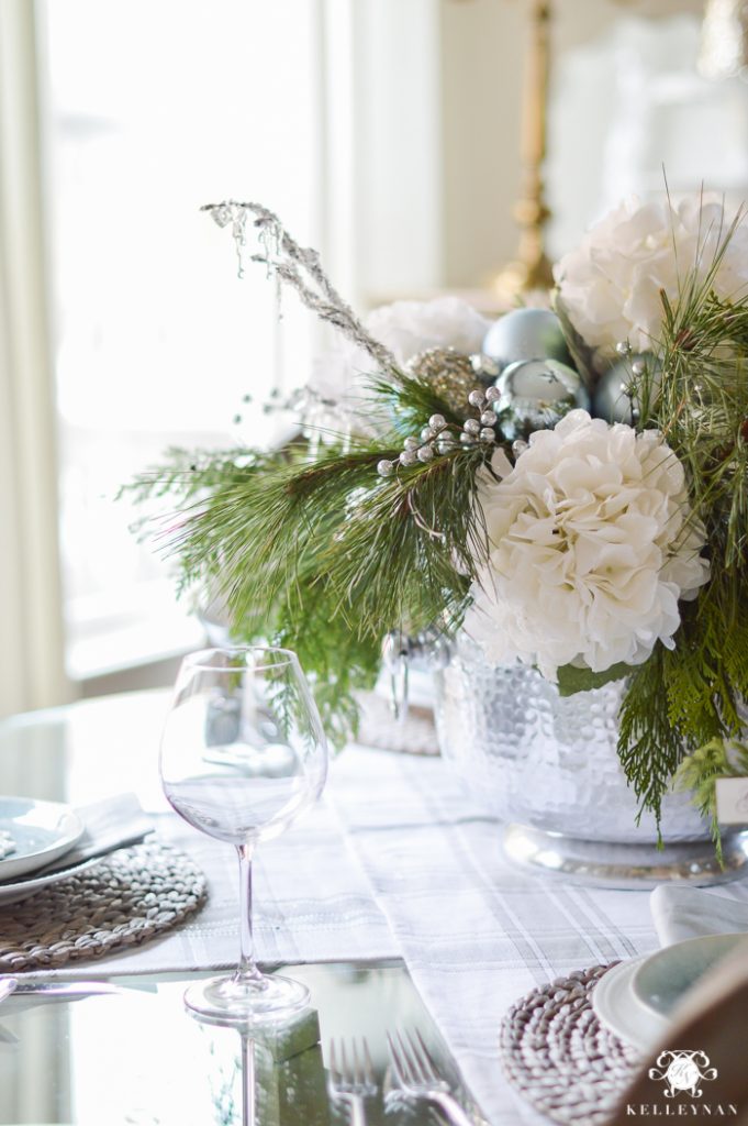 Simple, Intimate, Ice Blue Christmas Table - Kelley Nan