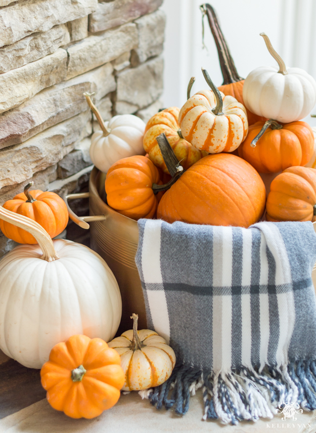 Navy and Orange Fall Living Room Decor - Kelley Nan