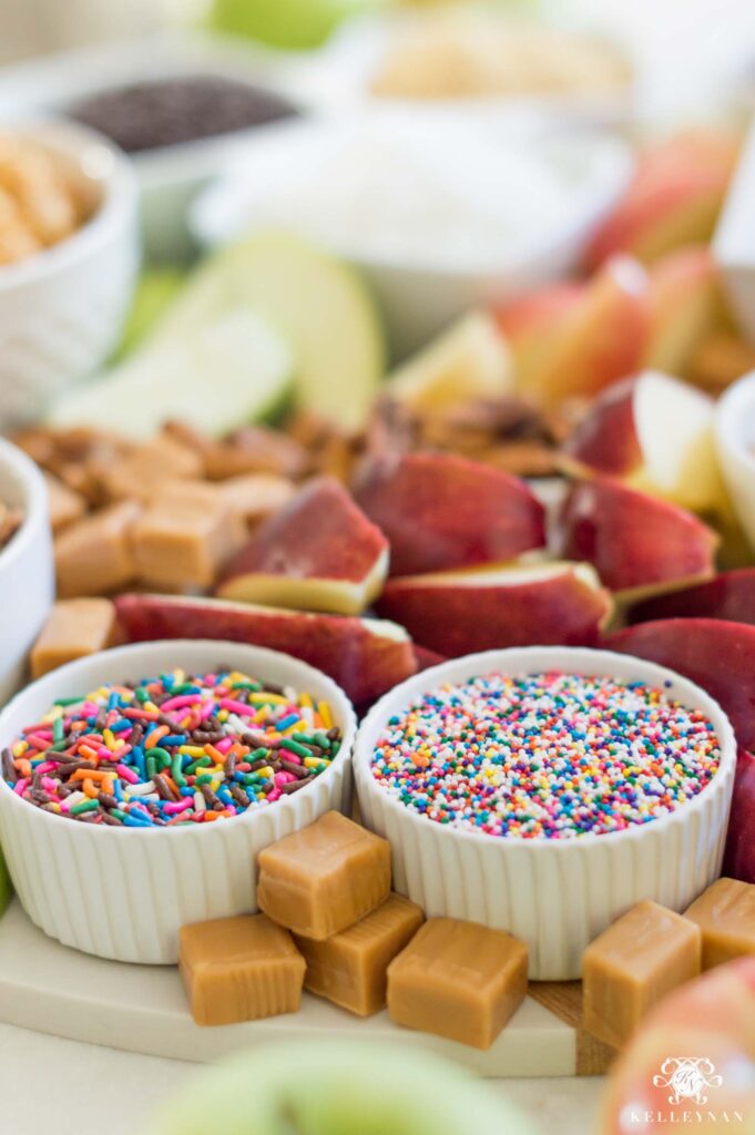 Caramel Apple Toppings: A New Fall Appetizer Board Idea - Kelley Nan