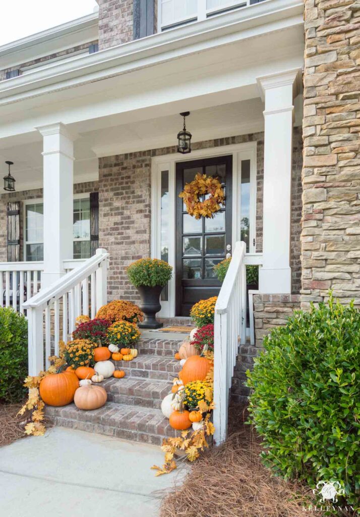 Fall Porch Decor: Statement-Making Front Steps - Kelley Nan