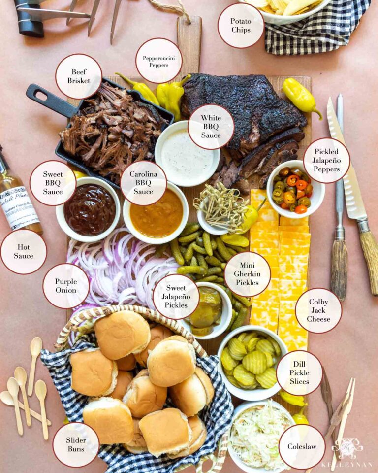 BBQ Charcuterie Board with Smoked Beef Brisket - Kelley Nan