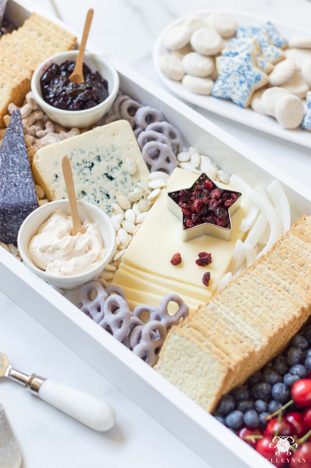 Red, White & Blue Fourth of July Cheese Board- Kelley Nan