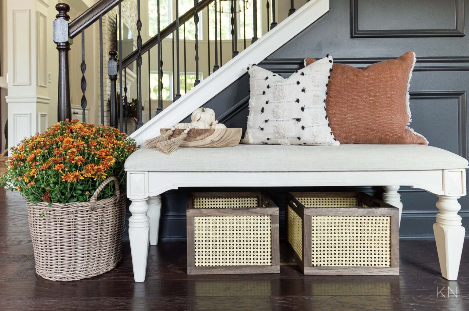 Affordable Fall Entry Decor & a Fall Styled Bench - Kelley Nan