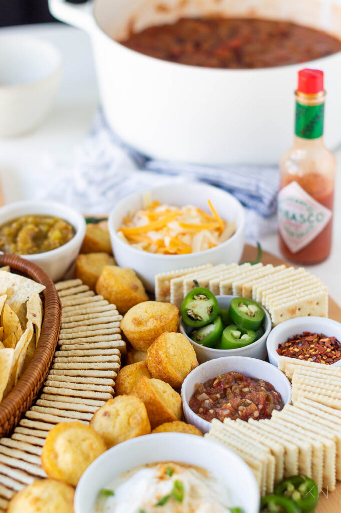 Chili Toppings, Easy Chili Recipe, Chili Board & Recipe- Kelley Nan