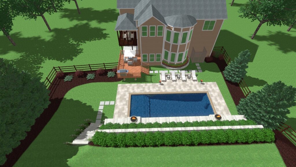 Concrete Pool Plan with Retaining Walls (with Before)- Kelley Nan