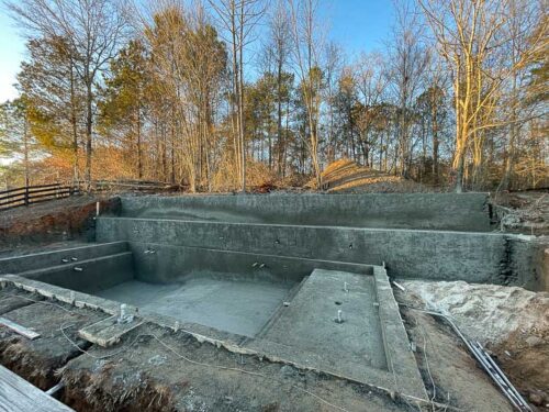 Concrete Pool Plan with Retaining Walls (with Before)- Kelley Nan