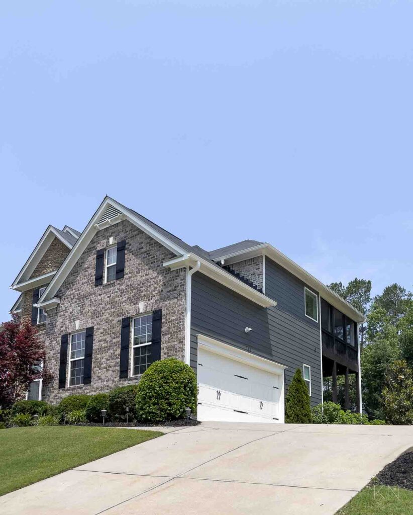 Benjamin Moore Kendall Charcoal Exterior Makeover - Kelley Nan