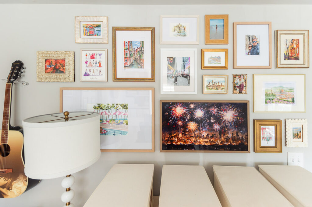 Frame TV Gallery Wall - I'm Head Over Heels for My Office Art Wall ...